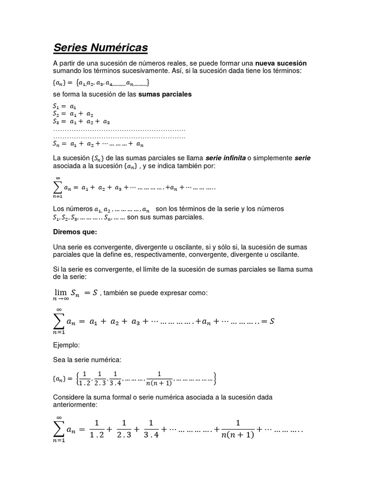 series numéricas | PDF | Series (Matemáticas) | Matemáticas