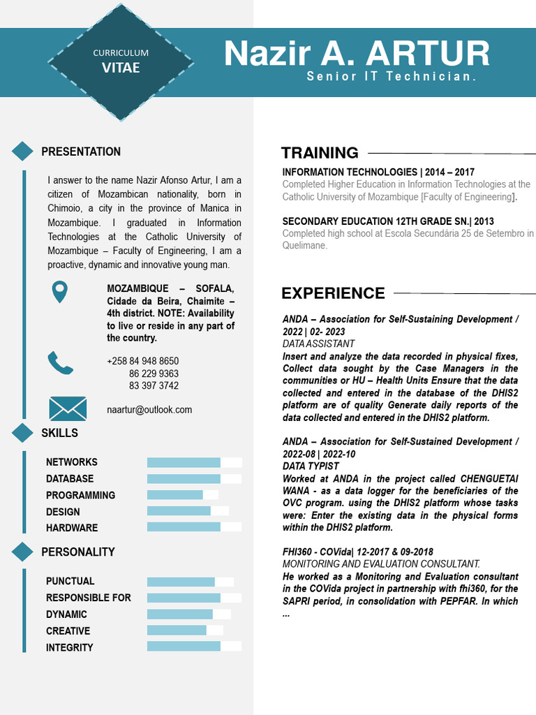 Nazir Afonso Artur__CurriculumVitae--EN | PDF | Mozambique