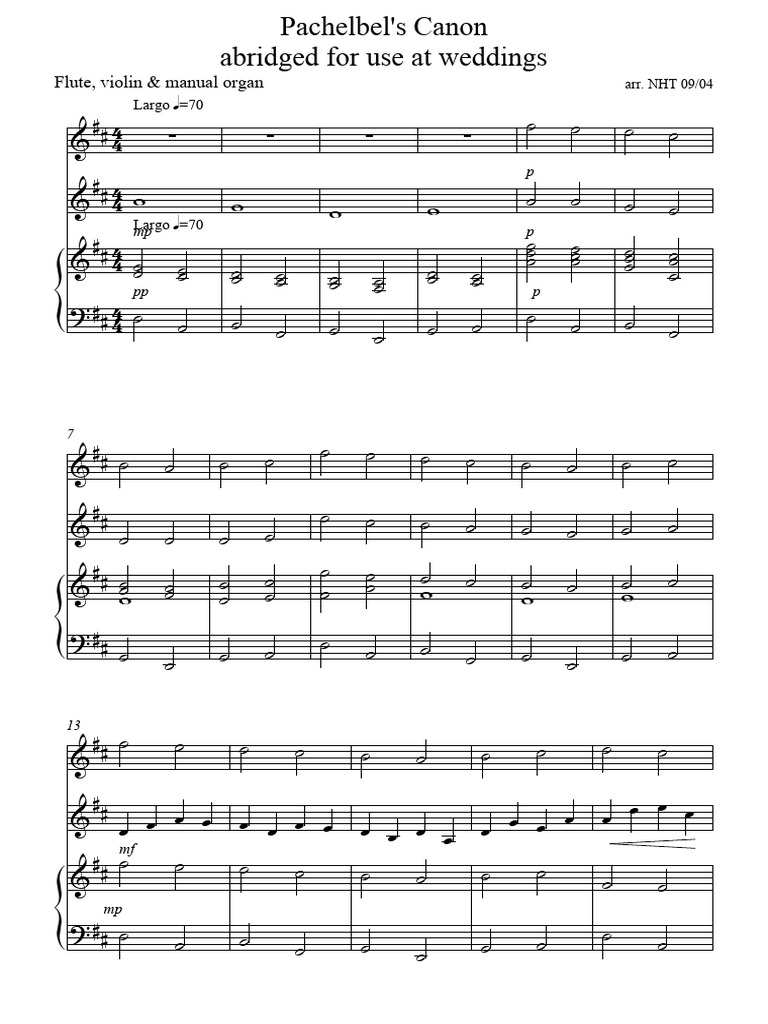 Pachelbel Kánon Fuvola Hegedű Zongora | PDF