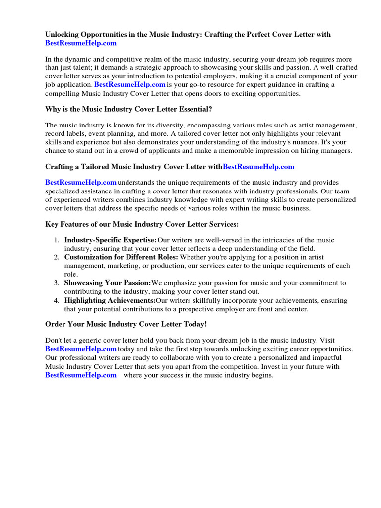 Crafting Your Music Industry Cover Letter | PDF | Résumé | Http Cookie