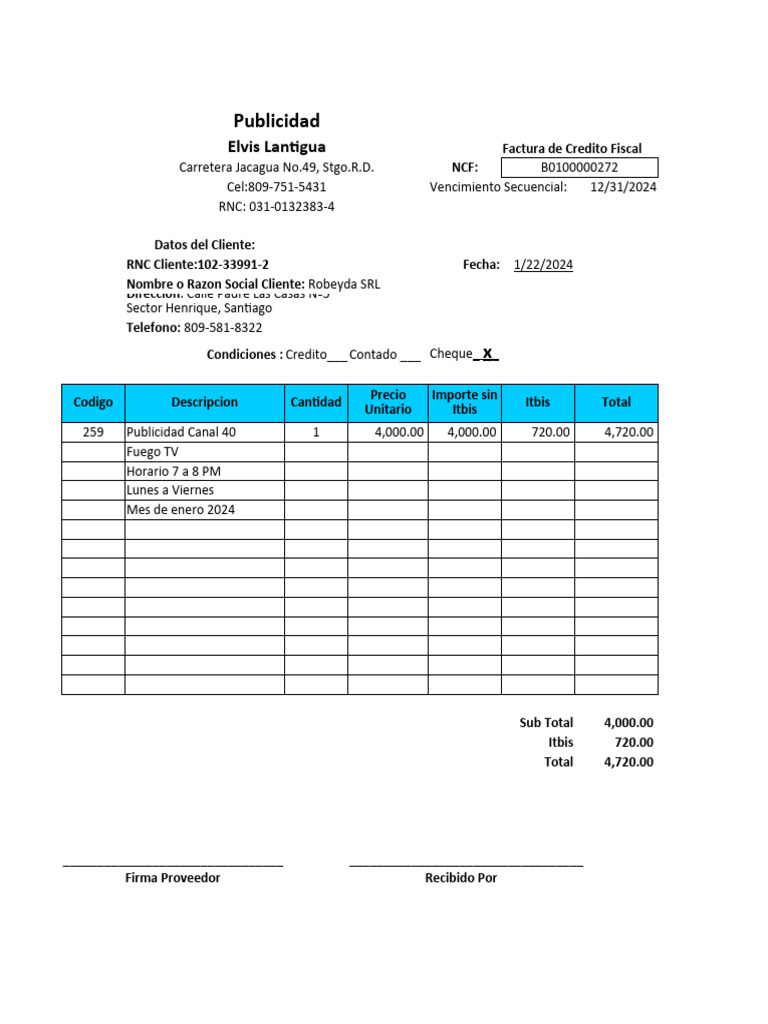 Factura 272 (Filtros Robeyda) | PDF