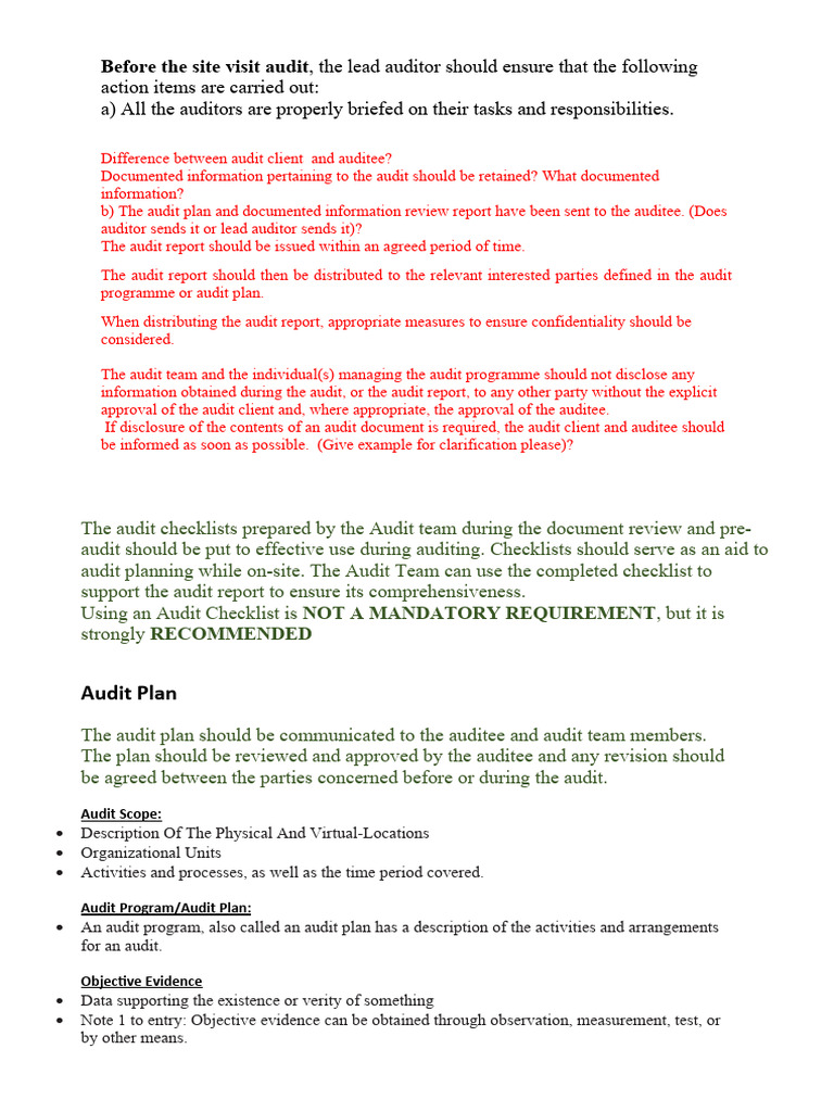 Action Items Are Carried Out: A) All The Auditors Are Properly Briefed ...