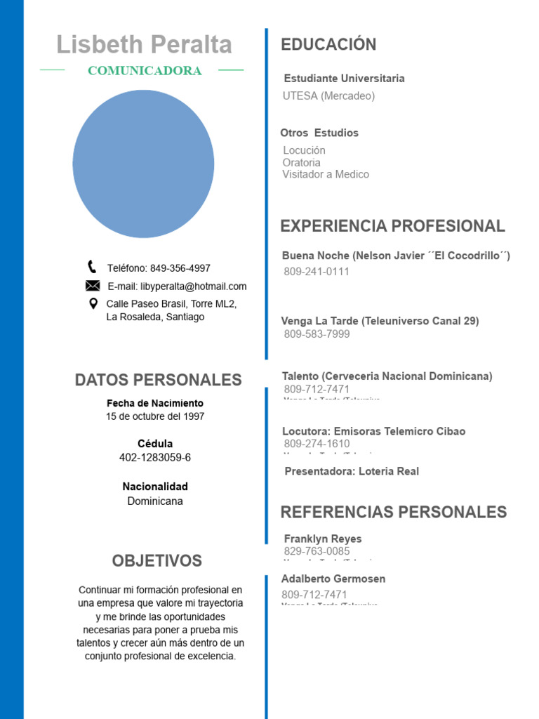 Curriculum Vitae Lisbeth Peralta 2 | PDF | Medios de comunicación en masa