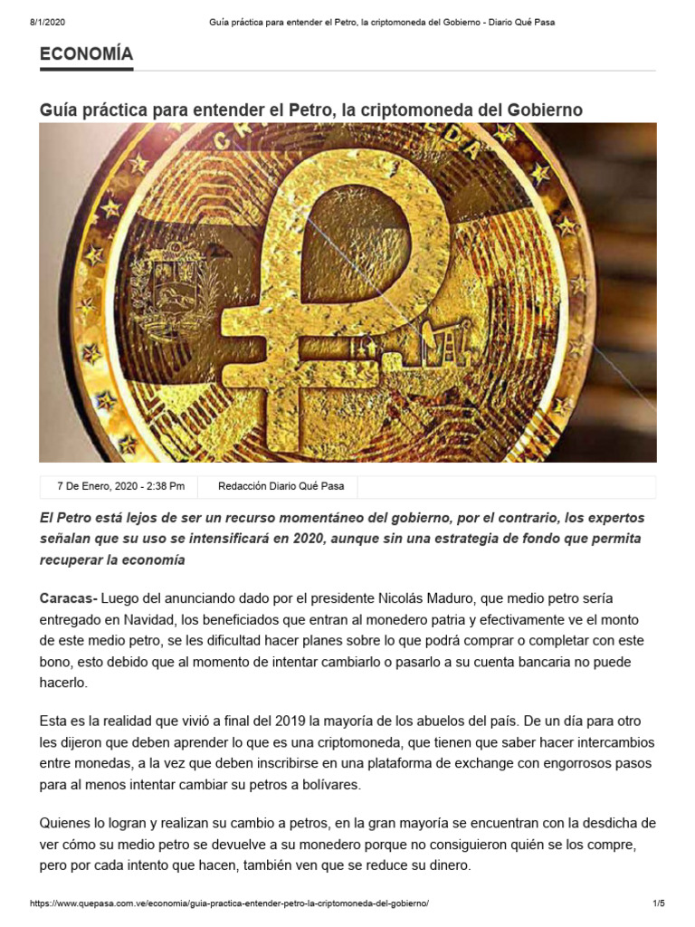 Guía Práctica para Entender El Petro, La Criptomoneda Del Gobierno ...