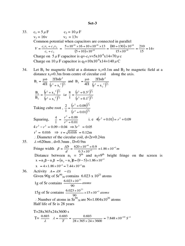 Set 3 Answers | PDF | Quantum Mechanics | Atomic
