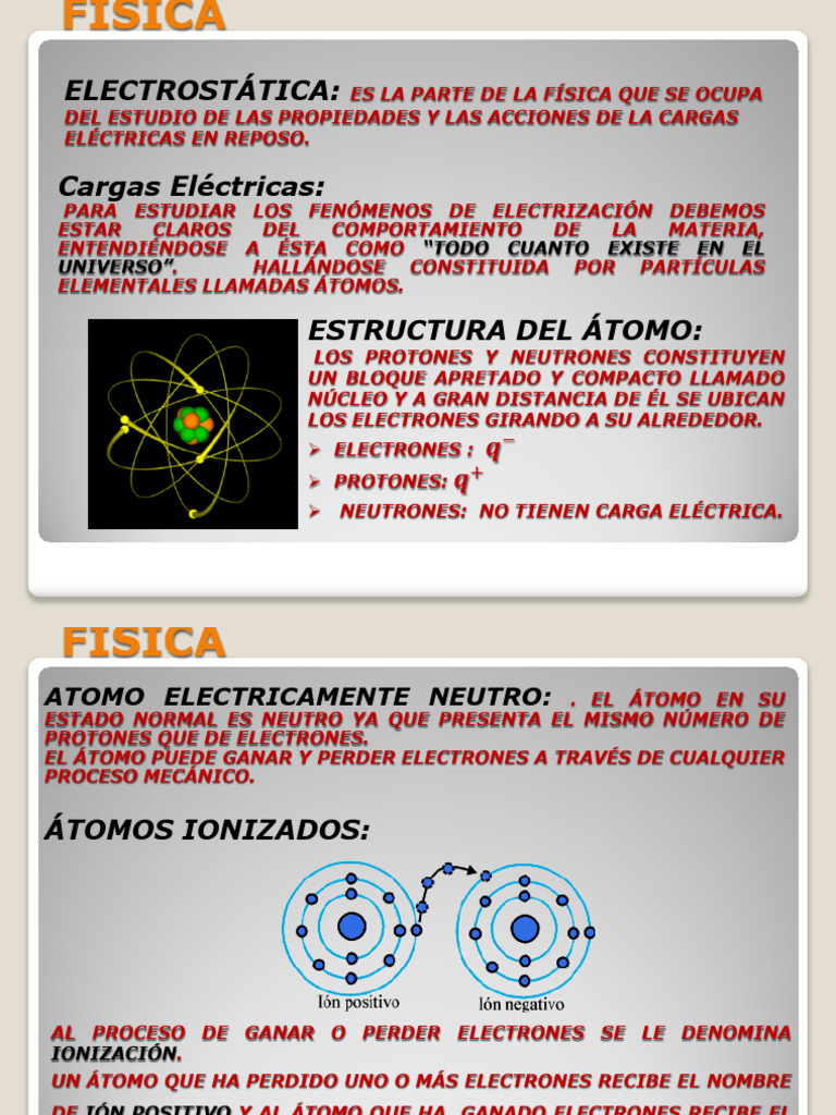 Fisica Electrostatica | PDF | Electrón | Electrostática