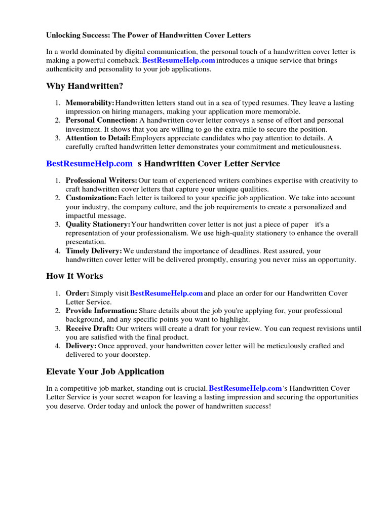 Handwritten Cover Letter For Job | PDF | Résumé