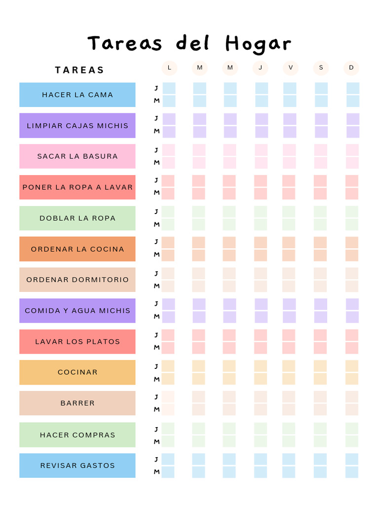 Tareas del Hogar: Planificador y Lista | PDF