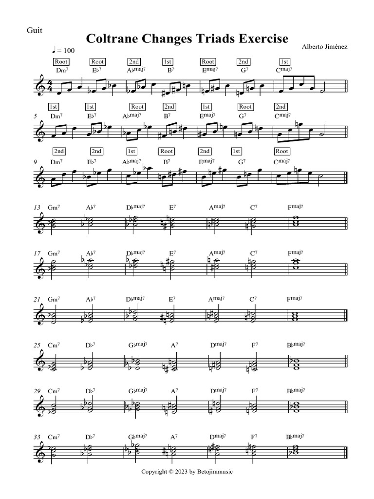 Coltrane Changes Triads exercise - Guit | PDF