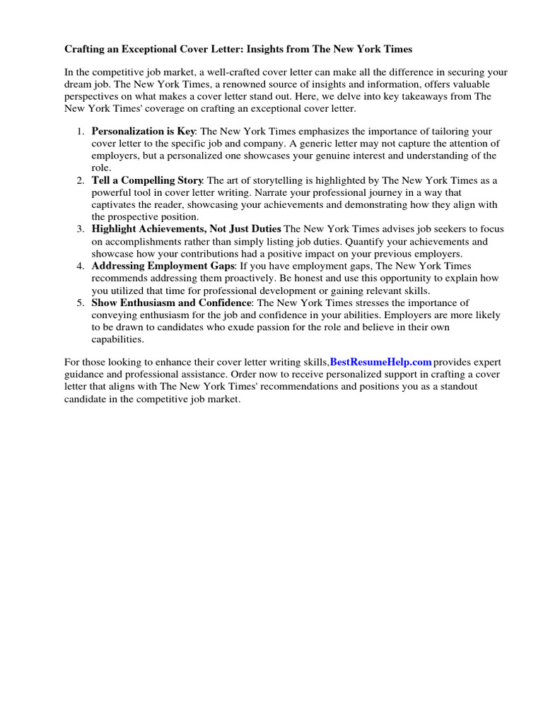New York Times Cover Letter | PDF | The New York Times | The Times