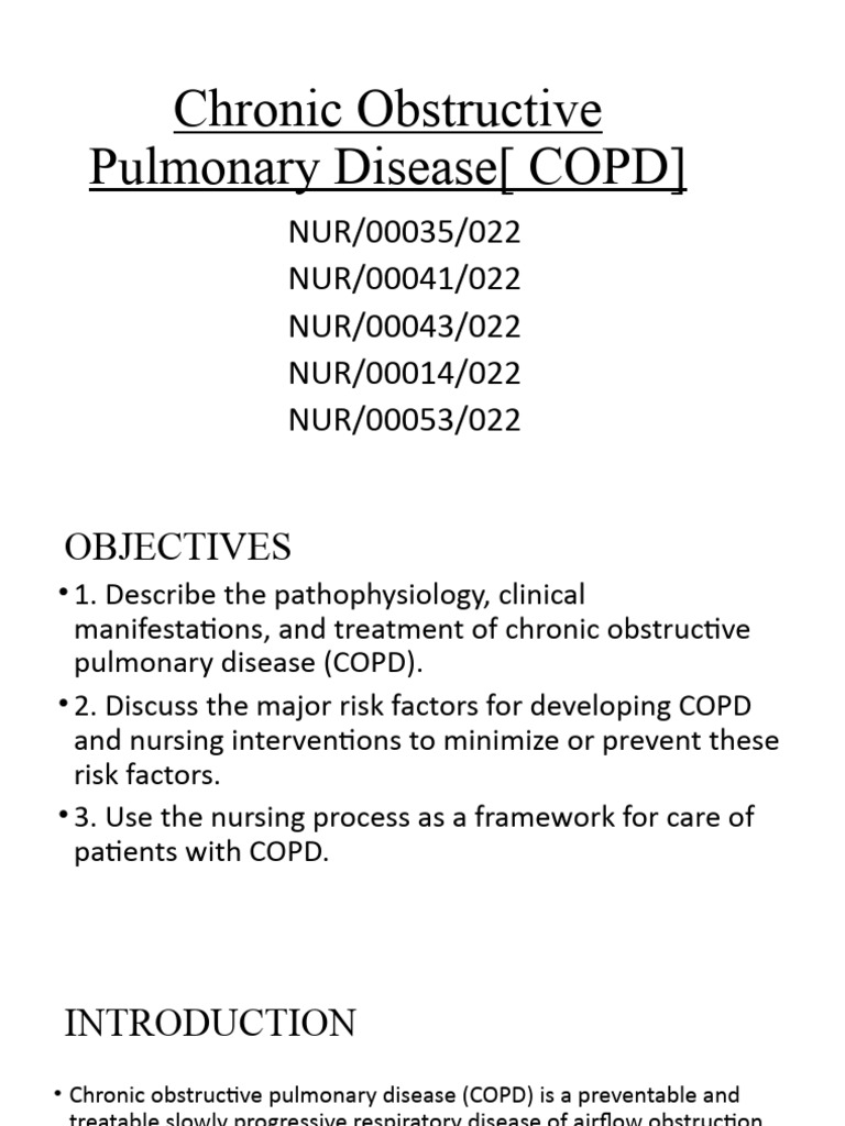 Chronic Obstructive Pulmonary Disease[ COPD] | PDF | Chronic ...