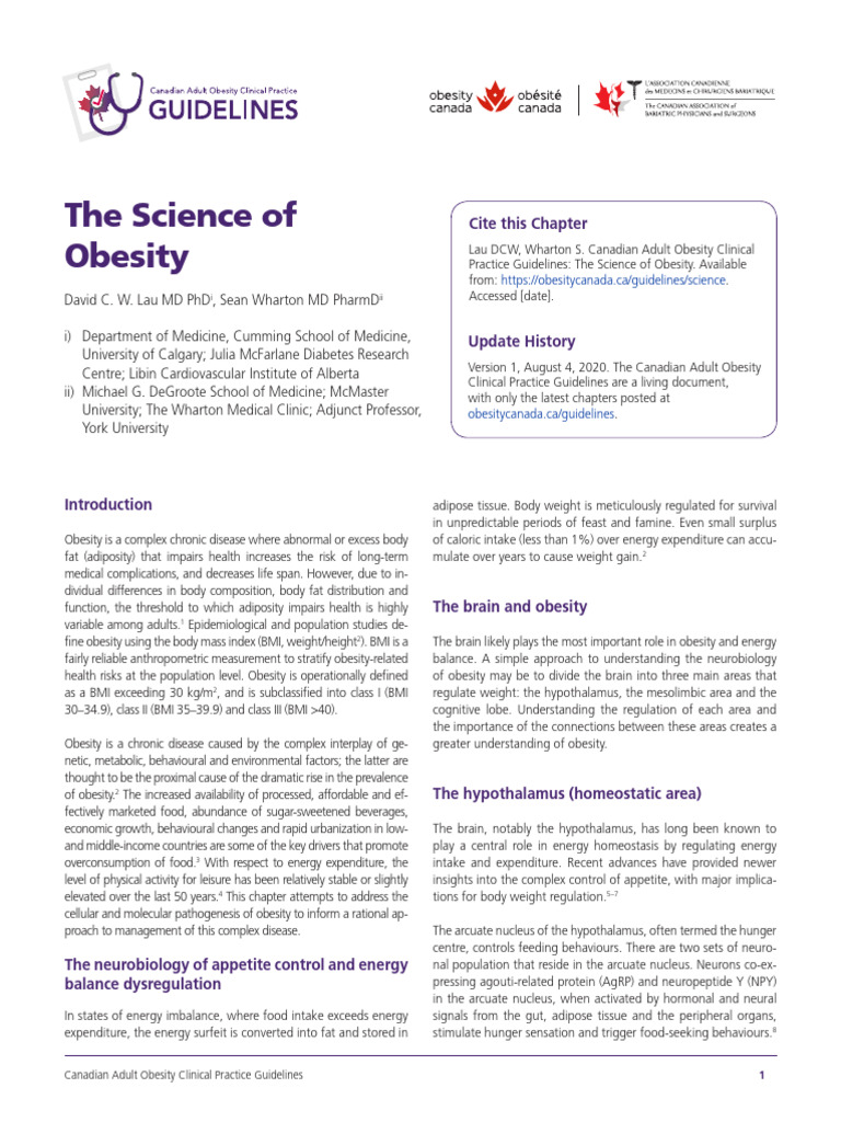 Lau & Wharton 2020 the Science of Obesity - Canadian Adult Obesity ...