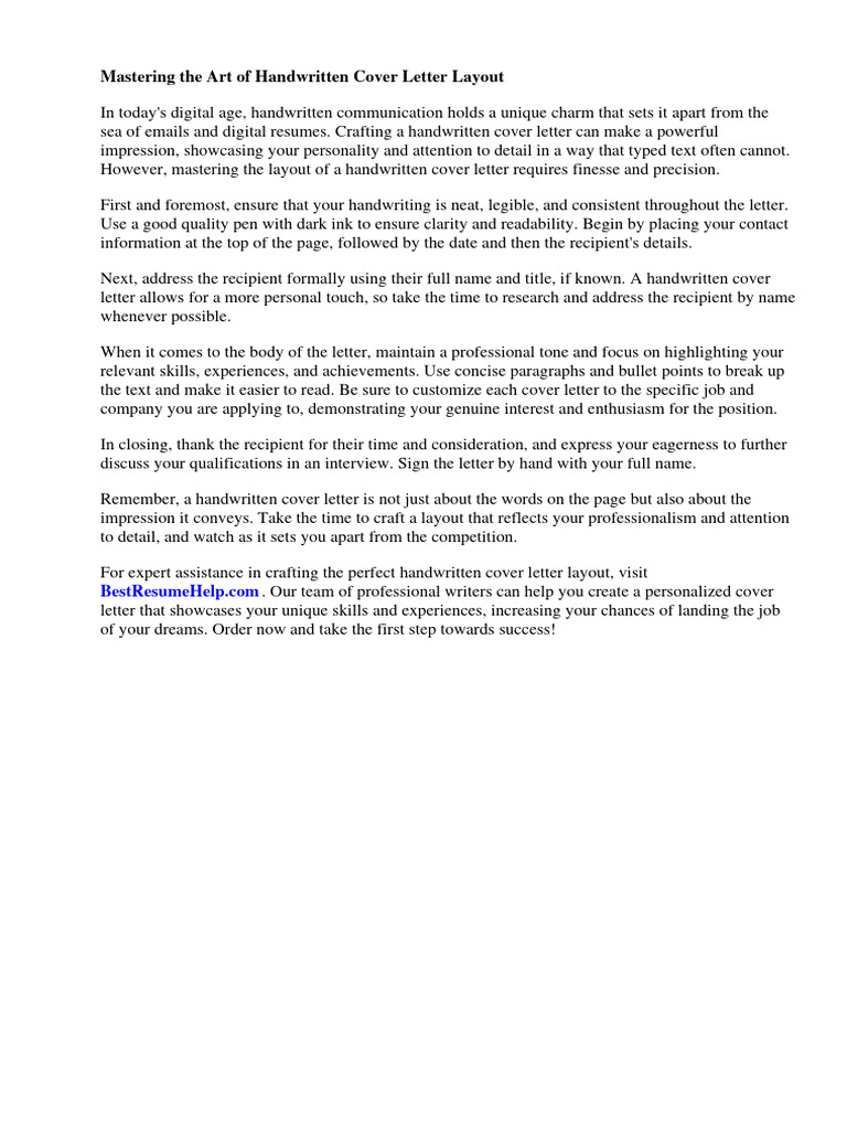 Handwritten Cover Letter Layout | PDF | Résumé | Communication