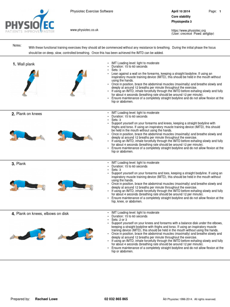 Respiratory Muscle Training Core Stability Exercises | PDF | Breathing ...