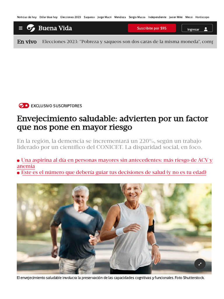 WWW Clarin Com Buena Vida Envejecimiento Saludable Advierten Factor Pone Mayor R | PDF ...