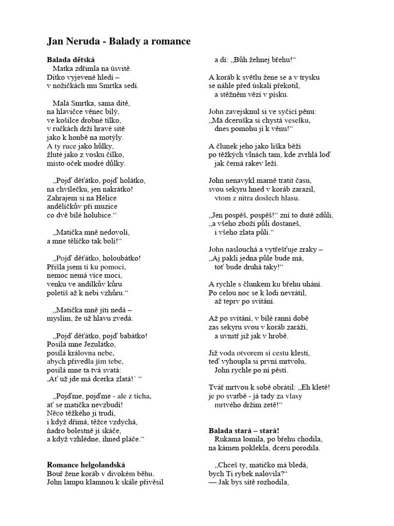 Neruda Balady A Romance | PDF