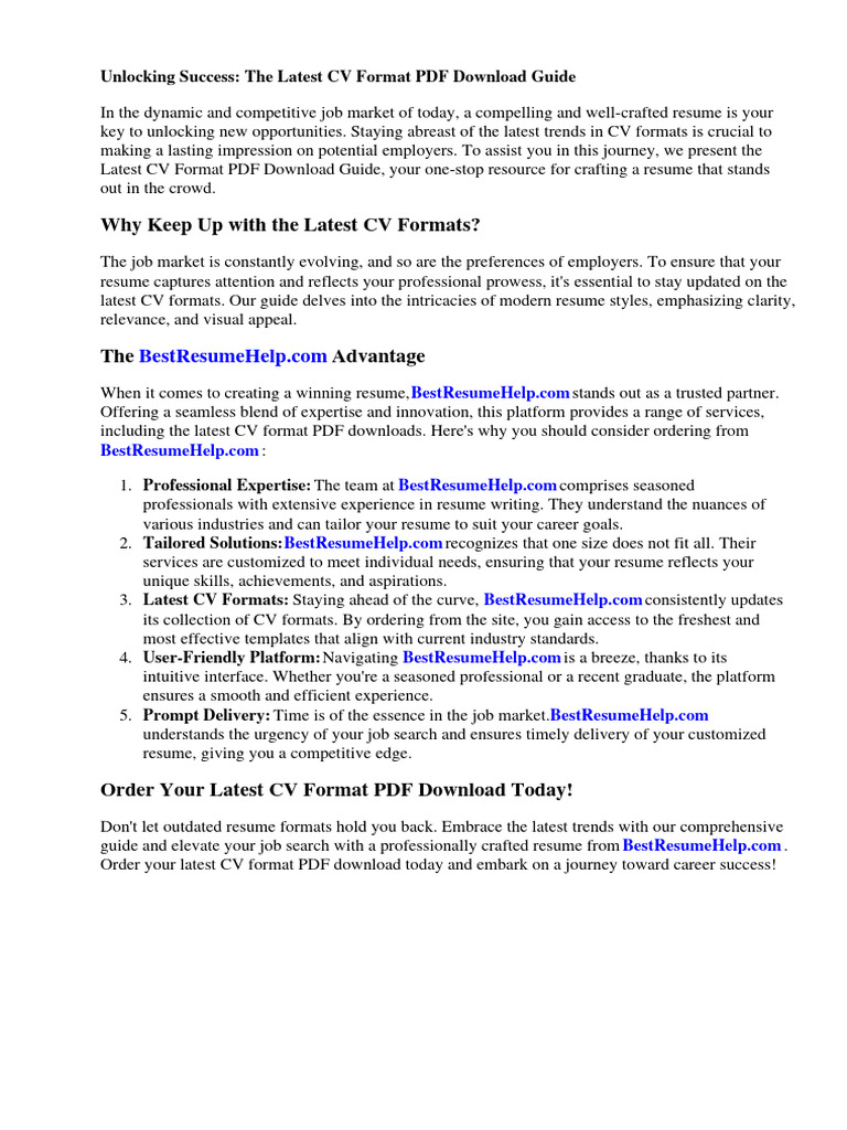 Latest CV Format PDF Download | PDF | Résumé | Human Resource Management