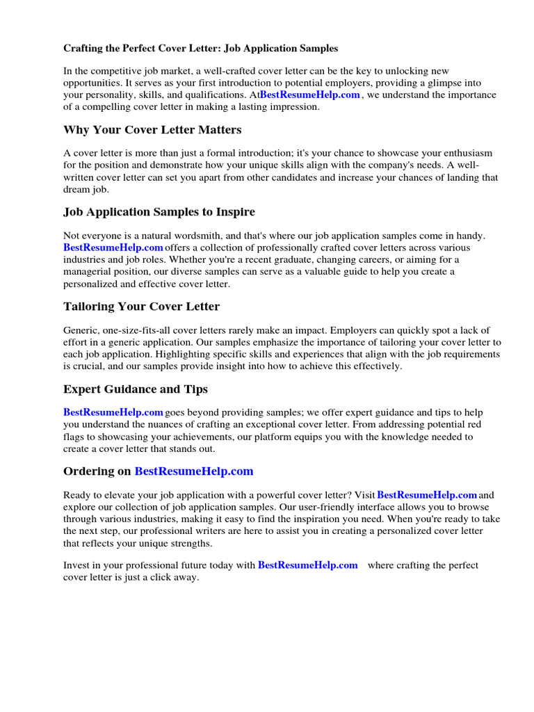 Writing Cover Letter Job Application Samples | Download Free PDF ...