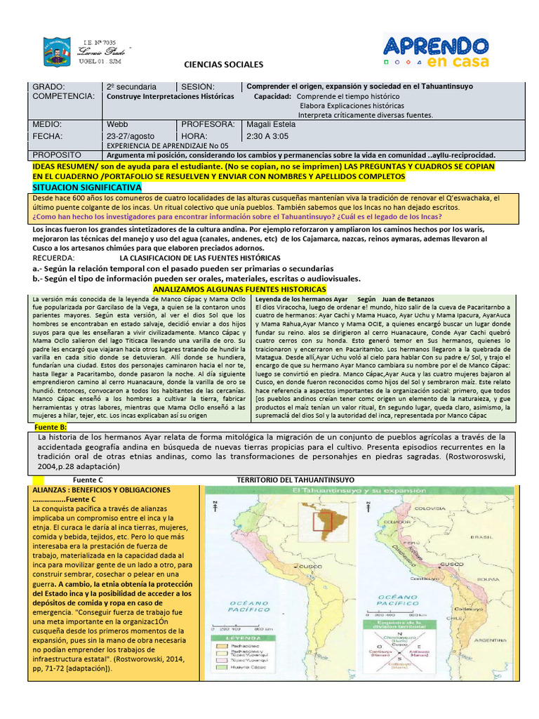 2° CC SS -CLASE 23-27-AGOSTO (1) | PDF | Imperio Inca
