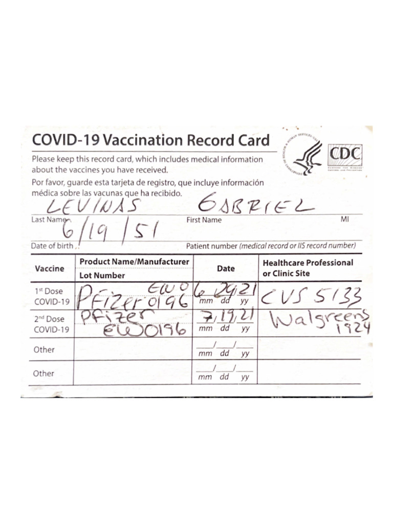 COVID-19 Vaccination Record Card | PDF