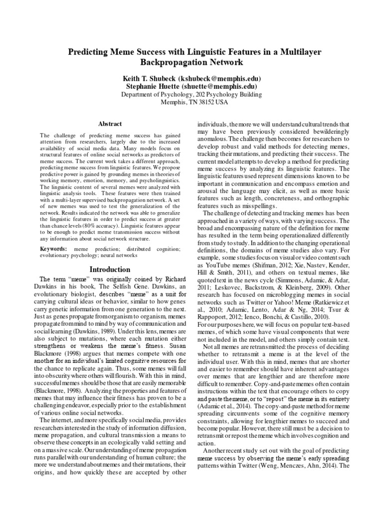 Predicting Meme Success | PDF | Meme | Logistic Regression