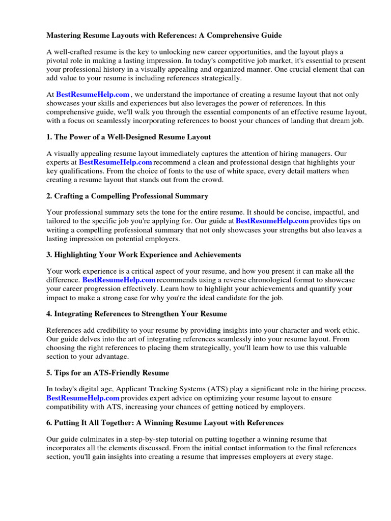Resume Layout With References | PDF