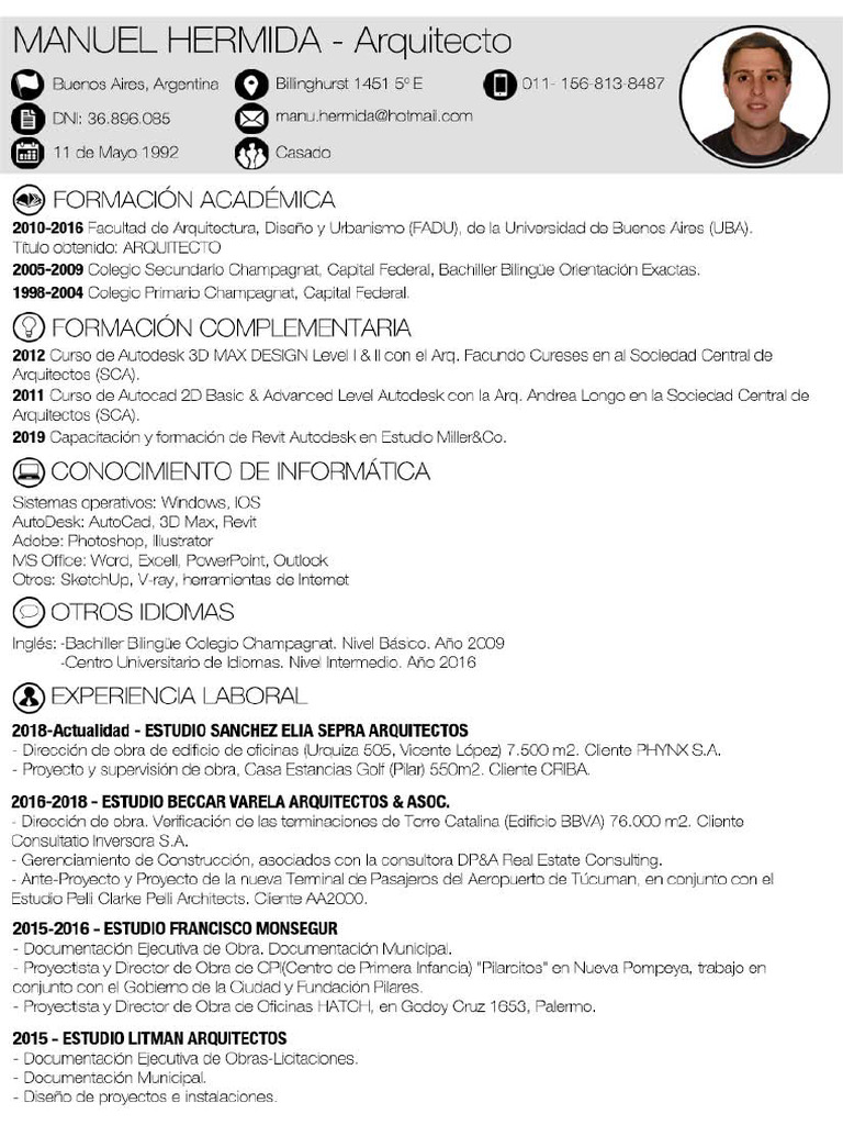 CV MANUEL HERMIDA (Diseño) | PDF