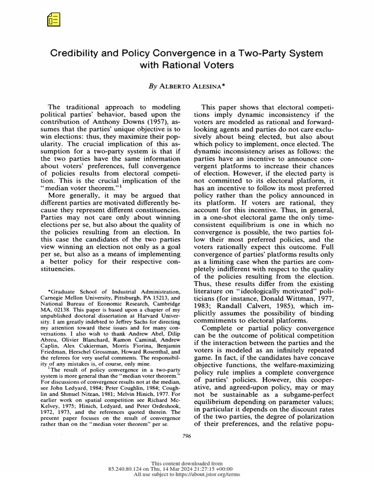 Credibility - And.policy - Convergence.in.a.two Party - System.with ...