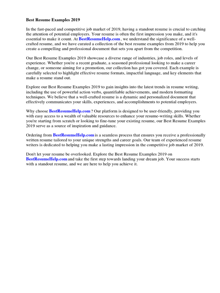 Best Resume Examples 2019 Guide | PDF | Résumé | Experience