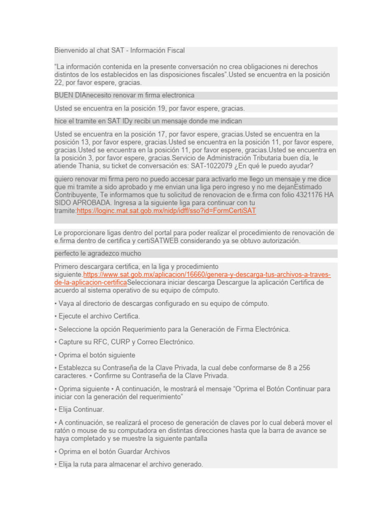 RENOVACION DE FIRMA EN SAT ID | PDF | Archivo de computadora | Chat en linea