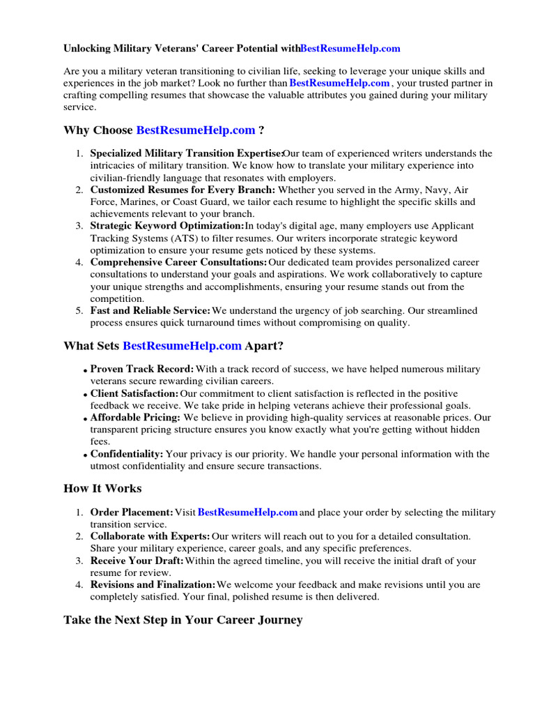 Military Veteran Resume Examples | PDF | Résumé | Experience
