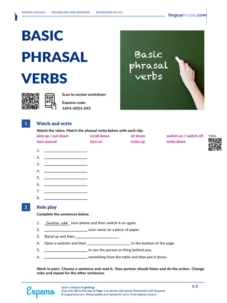 Basic Phrasal Verbs American English Student | PDF | Object (Grammar ...