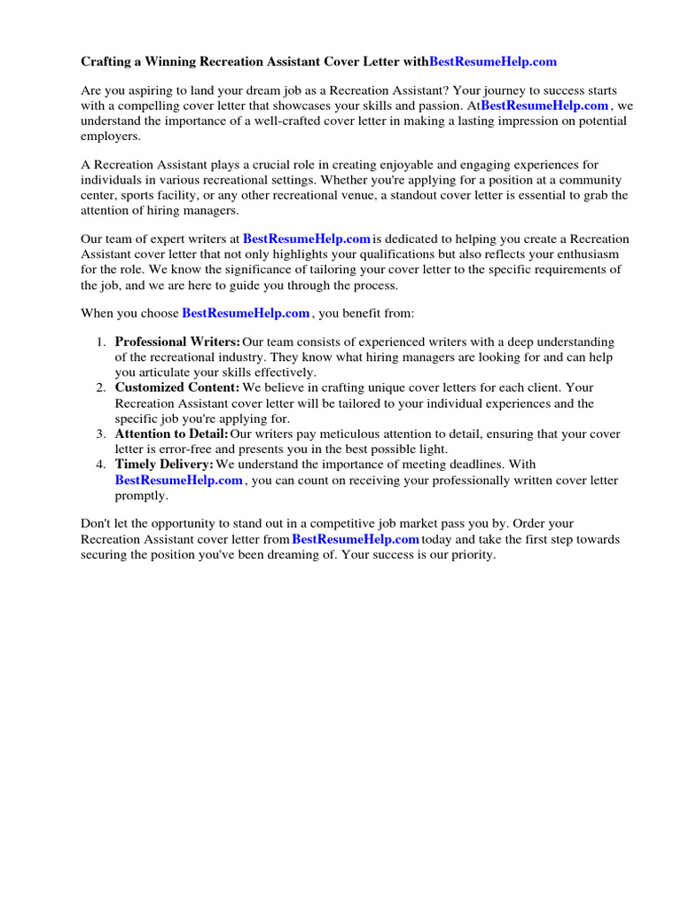 Crafting Your Recreation Assistant Cover Letter | PDF | Résumé | Experience