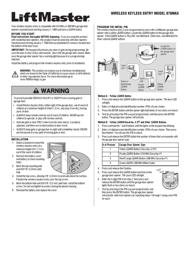 Garage Keypad Pdf Personal Identification Number Electromagnetic Interference