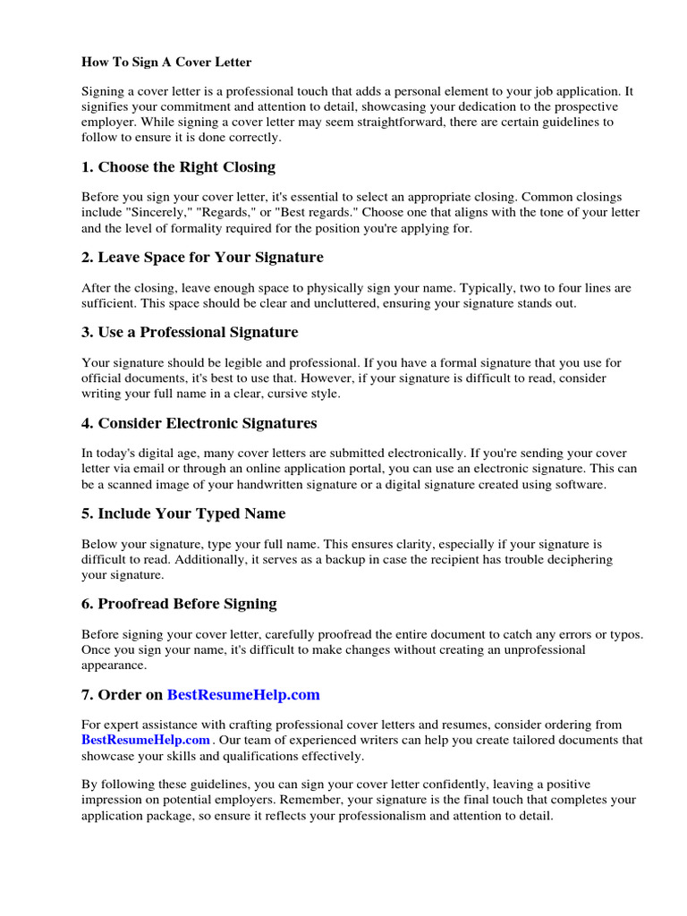 How to Properly Sign a Cover Letter | PDF | Résumé | Recruitment