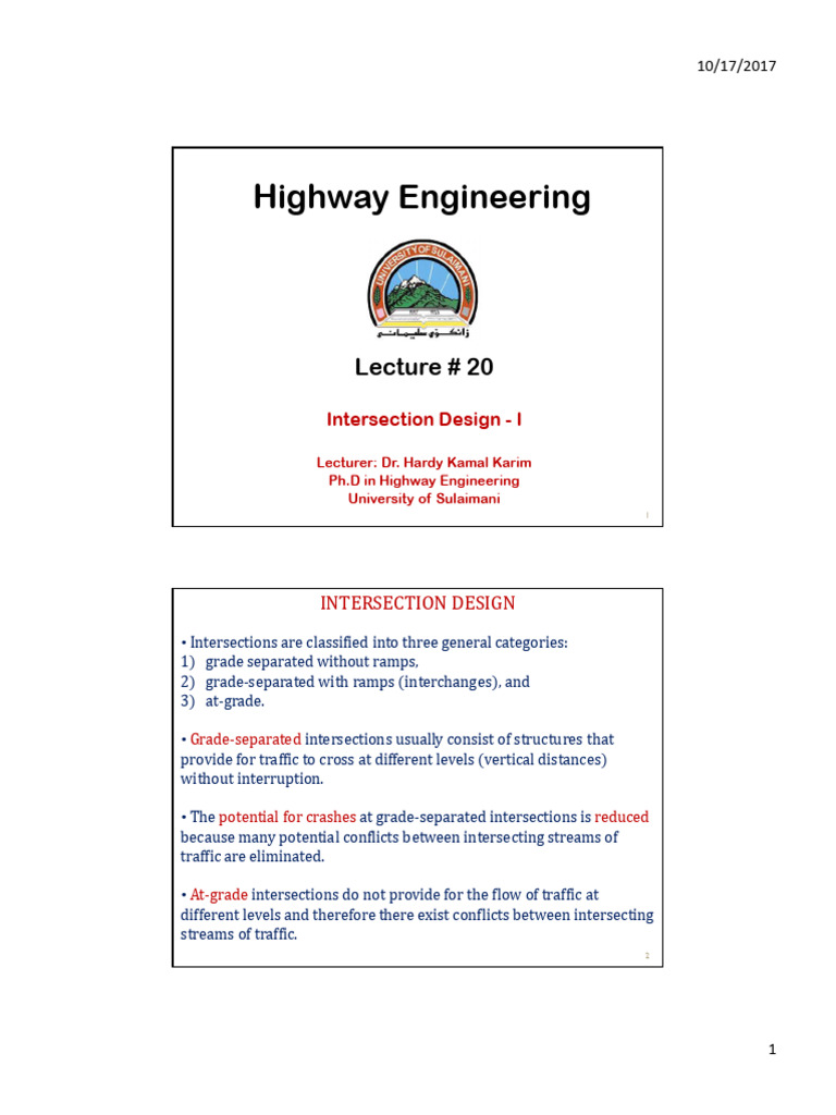 Lecture 20 | PDF | Traffic | Intersection (Road)