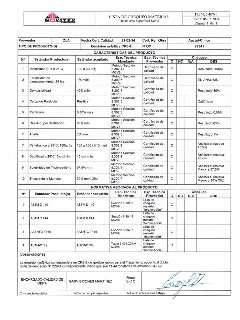 Lista Chequeo CRS-2 DTS | PDF