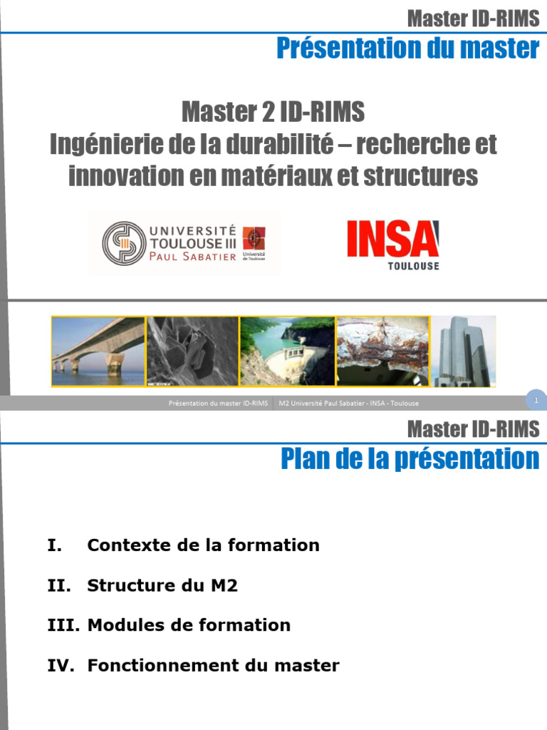 Master ID-RIMS : Ingénierie Durable | PDF | Béton | Contrôle non destructif
