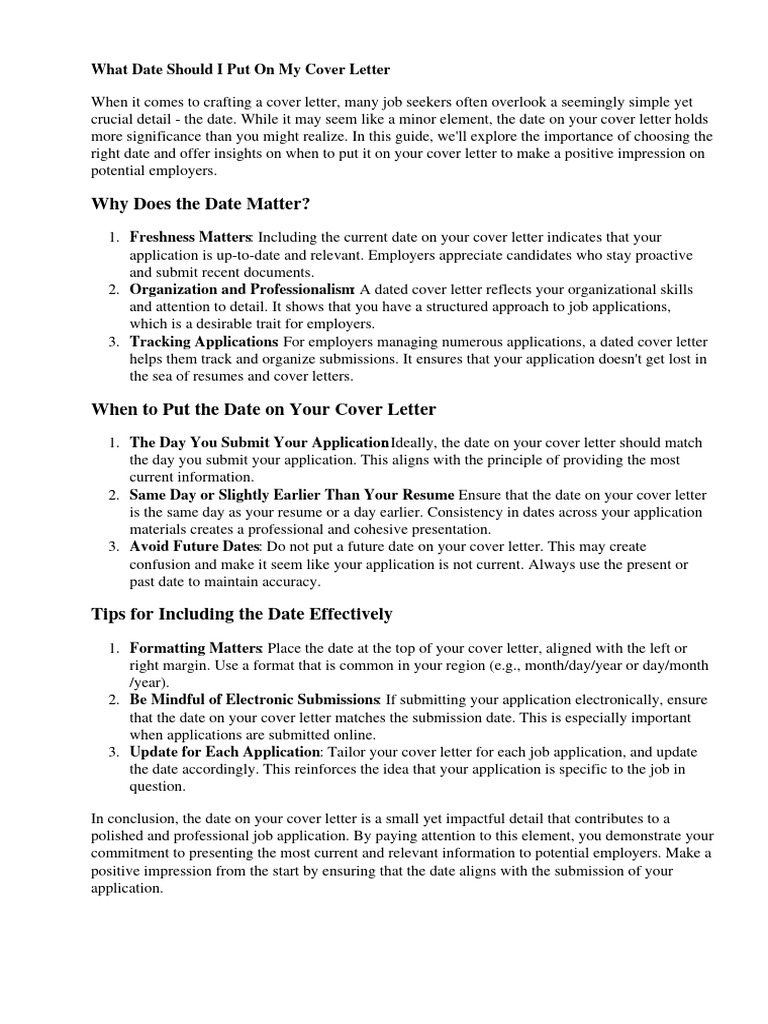 Importance of Date in Cover Letters | PDF | Résumé | Recruitment