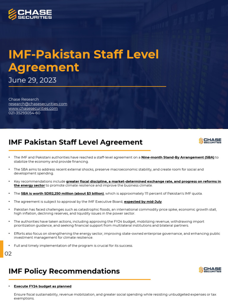 IMF-Pakistan Staff Level Agreement | PDF | International Monetary Fund ...