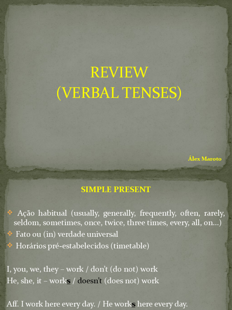 Verbal Tenses - Review | PDF | Linguistics | Grammar