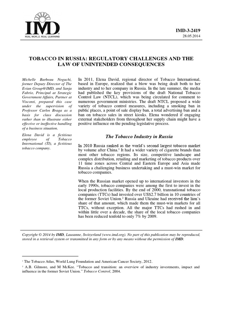 IMD-3-2419 Case, Elena David - Dealing With Russian Regulatory ...