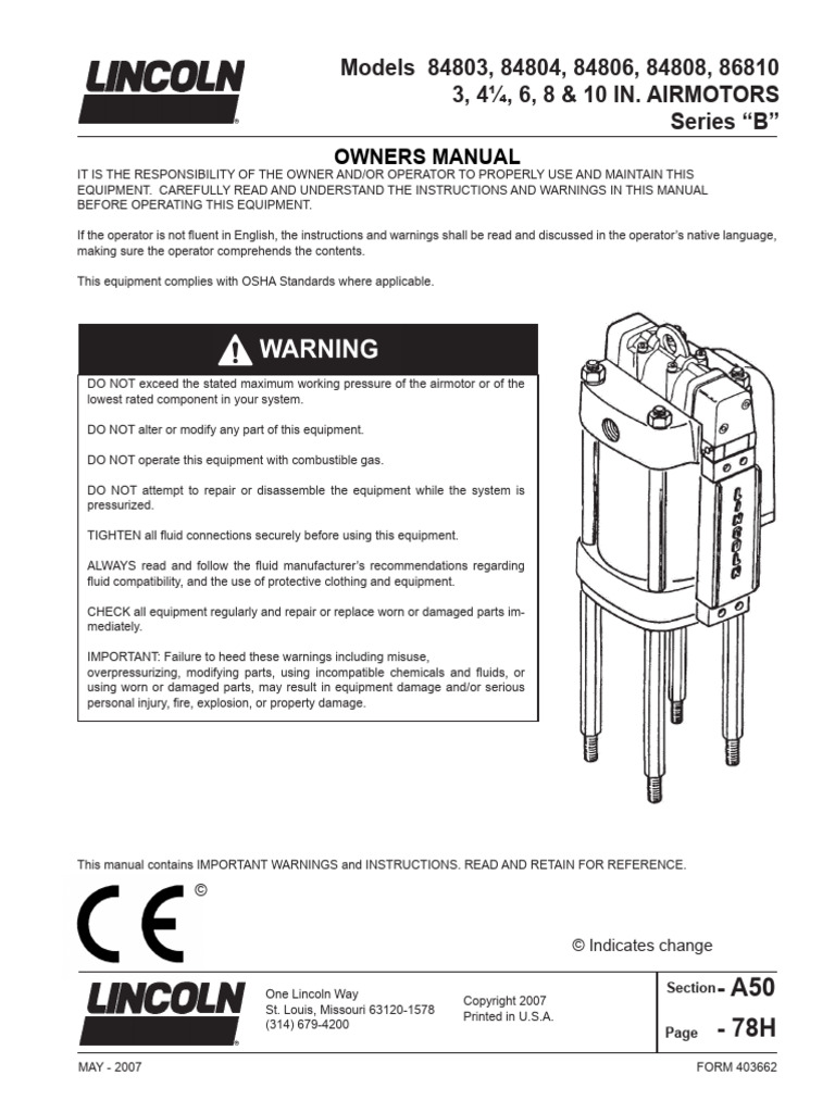 Bomba Vertical Lincoln 84804 | PDF | Piston | Pump