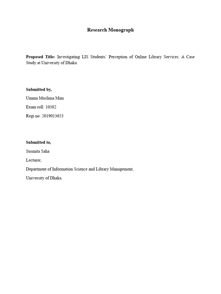 Research Monograph: Proposed Title: Investigating LIS Students ...