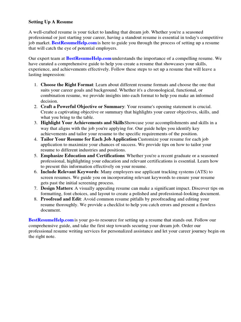 Setting Up A Resume In Indesign PDF