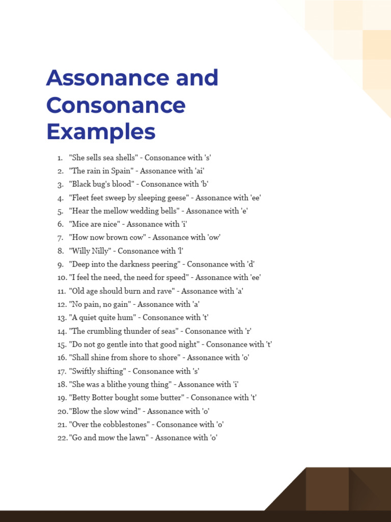 Assonance and Consonance | PDF | Poetics | Poetic Devices