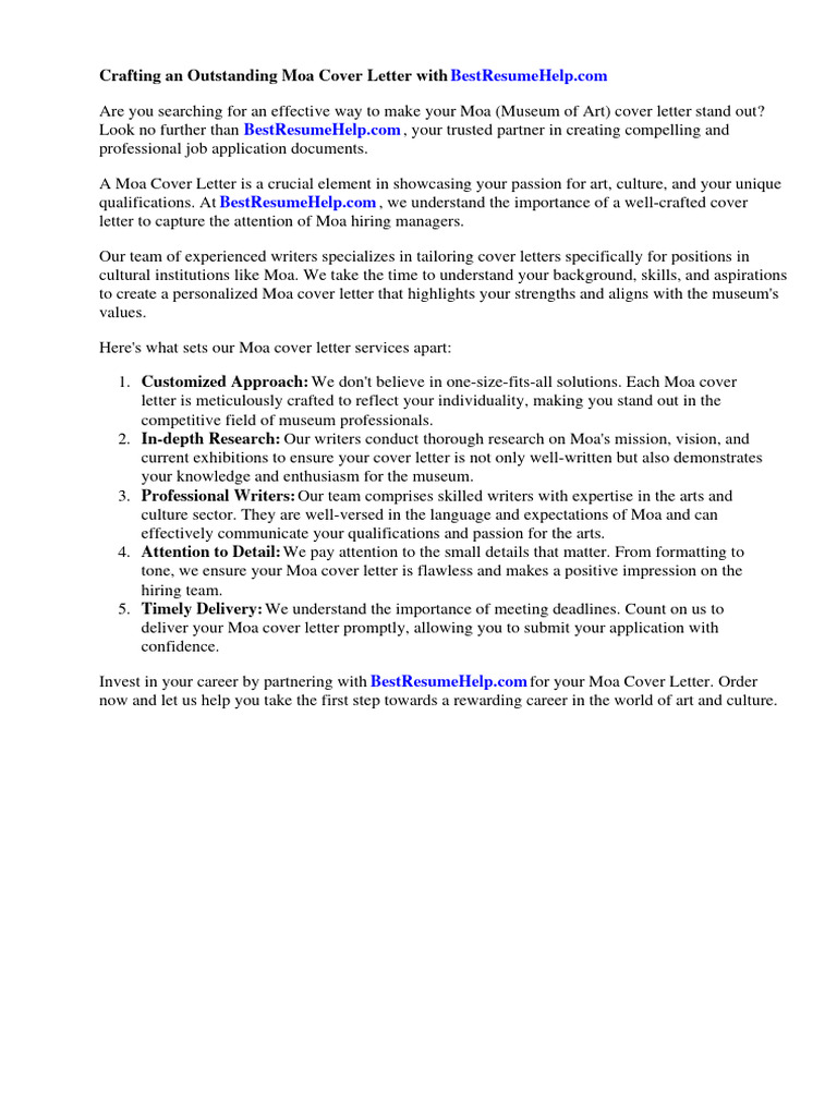 Moa Cover Letter | PDF | Résumé | Employment