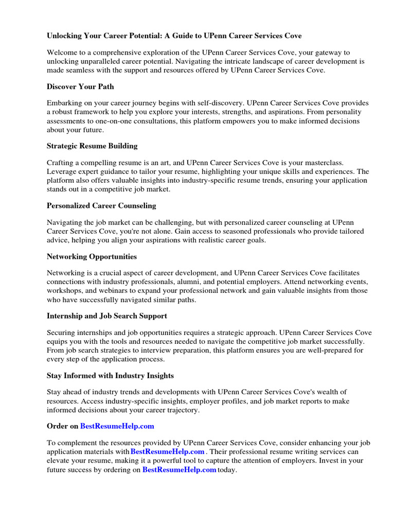 Upenn Career Services Cover Letter | PDF | Résumé | Internship