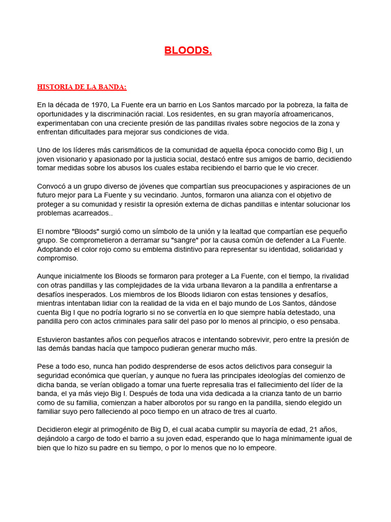 Historia de Los Bloods | PDF | Pandilla