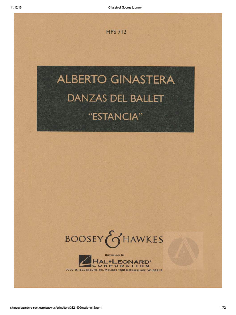 Ginastera - Ballet Estancia | PDF | Social Science | Art